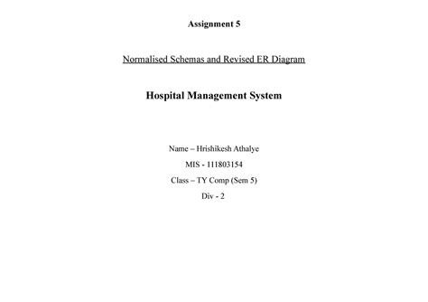 111803154 Assignment 5 Normalisation Assignment 5 Normalised Schemas And Revised Er Diagram