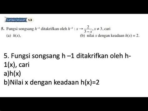 Latihan Intensif 1.3 No 5 | Bab 1 Fungsi | 1.3 Fungsi Songsang | Add ...