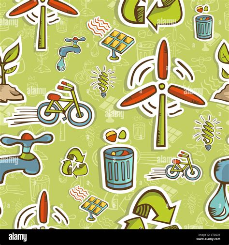 Green Icons Pattern On Seamless Icon Background Vector File Layered For Easy Manipulation And