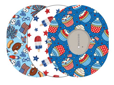 Glucomart Premium Dexcom G7 Adhesive Patches Forth Of July Dexcom G7 Patch 3 Pack