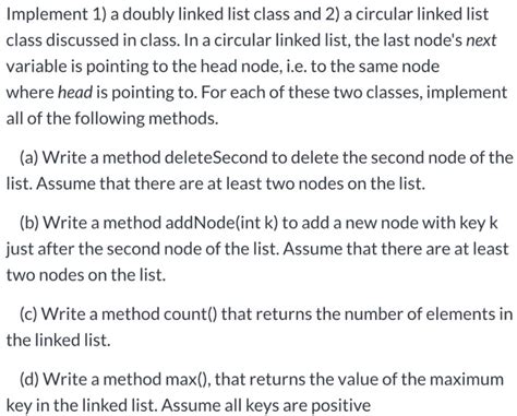 Solved Implement 1 A Doubly Linked List Class And 2 A