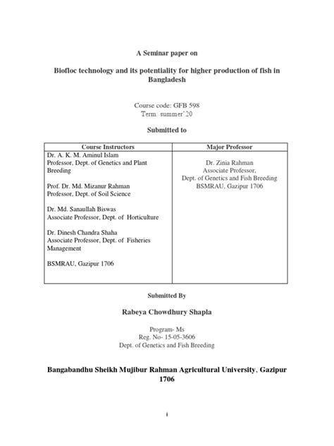 002 Rabeya Chowdhury Seminar Paper Pdf Aquaculture Carbohydrates