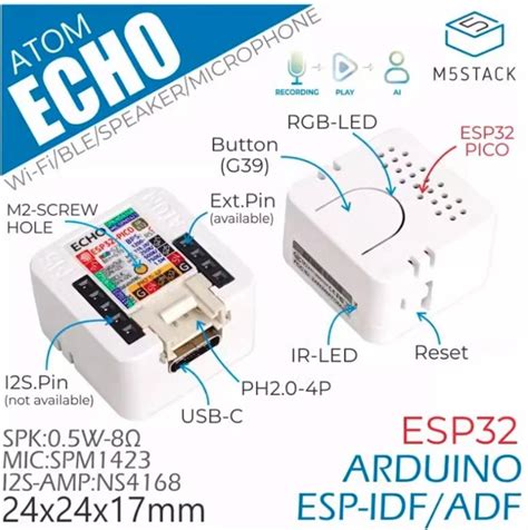 ATOM ECHO M5Stack - Altavoz ESP32 Inteligente Programable - Bluetooth ...