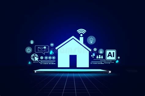 Smart Home System And Artificial Intelligence Concept Stock