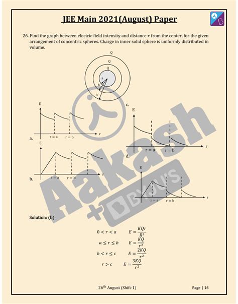 JEE Main 2021 Physics Paper With Solutions August 26 Shift 1