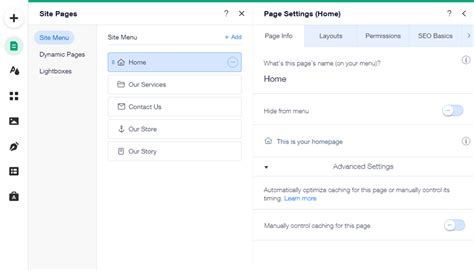 wix editor managing your page settings help center