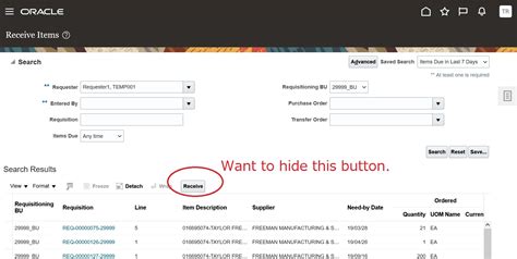 want to hide receive button on my receipts page — cloud customer connect