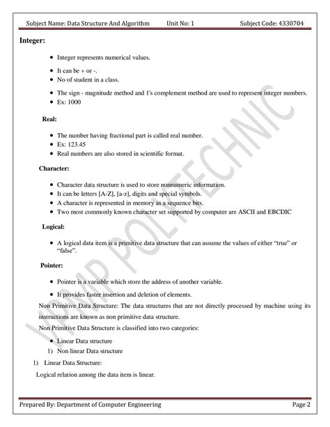 SOLUTION: Data structure and algorithm pdf for diploma student unit 1basic concept of data ...
