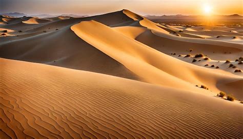 Tropical Desert Landscape With Towering Sand Dunes And Sparse