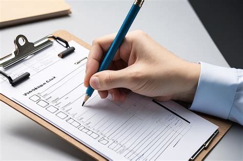 Premium Photo Hand Holding Clipboard With Checklist And Pencil