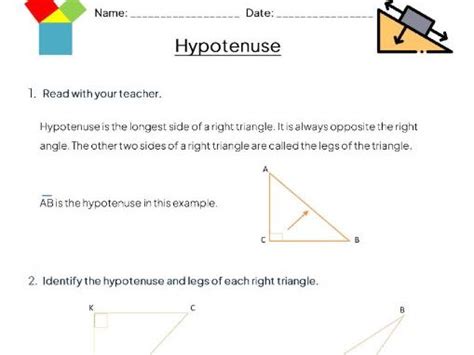 Hypotenuse Worksheet For Year 7 8 Teaching Resources