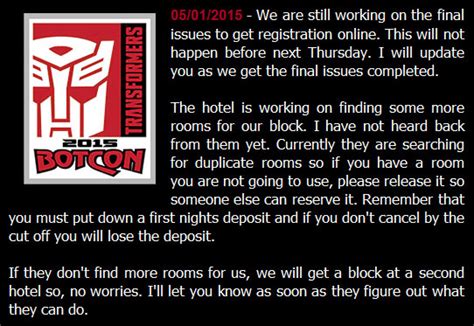 Botcon 2015 Registration And Hotel Update Transformers News Tfw2005