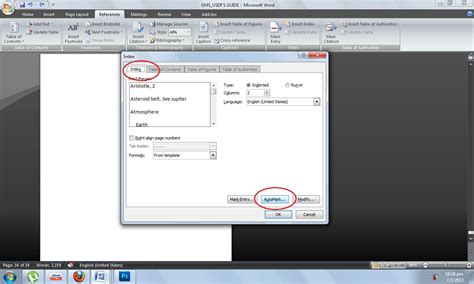 how to create automatic index in word 2007 using concordance index