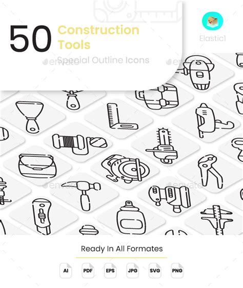 Construction Tools Outline Icons Icons Graphicriver