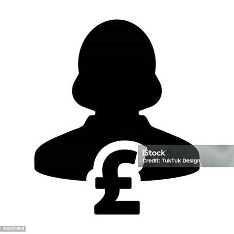 영국 파운드 기호 기호 아이콘 벡터 통화와 여성 사람 아바타 비즈니스 및 평면 색 문양 그림 그림에서 금융에 대 한 검은색에 대한 스톡 벡터 아트 및 기타 이미지 Istock