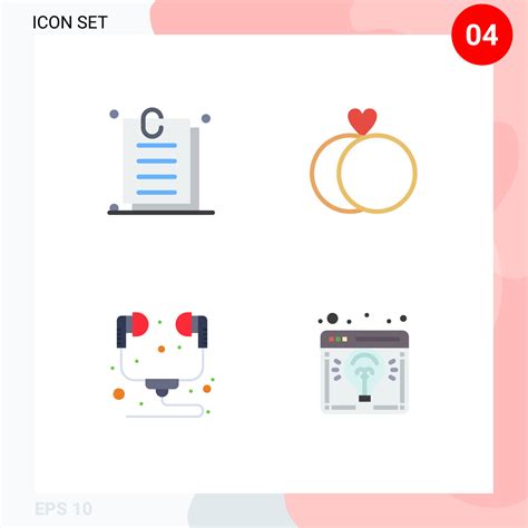 Set Of 4 Modern Ui Icons Symbols Signs For Attachment Hardware Ui Rings