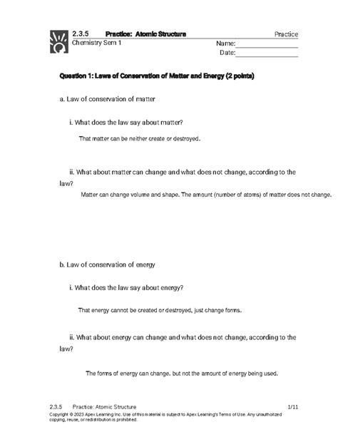 2 3 5 Practice Atomic Structure Practice Practice Atomic Structure 1 Copyright © 2023