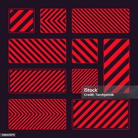 대각선이있는 다양한 빨간색 경고 표지판 주의 위험 또는주의 표지판 건설 현장 표지판 현실적인 통지 간판 경고 배너 도로 방패 벡터 그림 0명에 대한 스톡 벡터 아트 및 기타