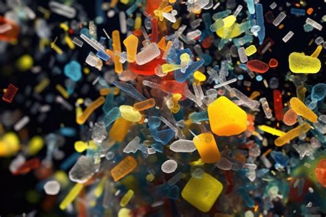 Premium AI Image Microscopic View Of Diverse Microplastic Particles Created With Generative Ai