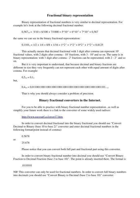 fractional binary representation binary fractional converters in the