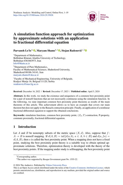 Pdf A Simulation Function Approach For Optimization By Approximate Solutions With An