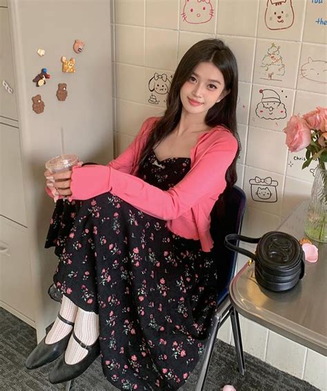 뱃살공쥬 M~4xl 달콤 플라워 통통 플라워 나시원피스 핑크색 볼레로 가디건 숏 롱 데이트룩