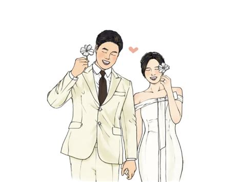 감성적인 그림체로 사랑스러운 커플 웨딩 일러스트 크몽