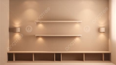 중립 배경에서 제품 디스플레이를 위한 밝은 갈색 직사각형 선반의 빈 장면 쇼케이스 모형 3d 렌더링 플랫폼 배경 3d 스튜디오 최소한의 장면 배경 일러스트 및 사진