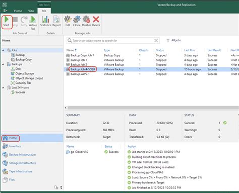 create a backup job in veeam v12 to backup to wasabi using a scale out