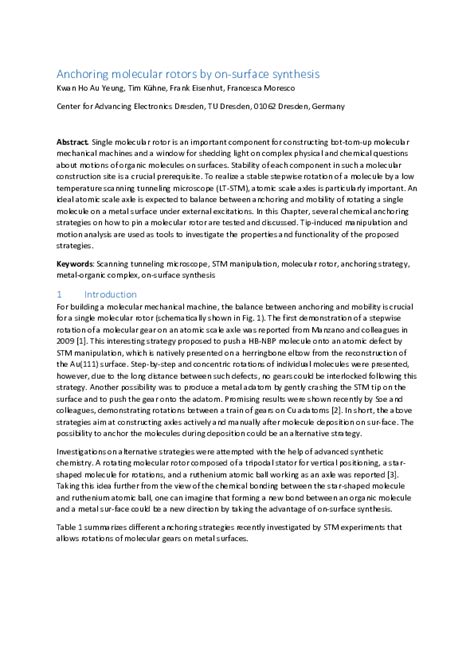 Pdf Anchoring Molecular Rotors By On Surface Synthesis