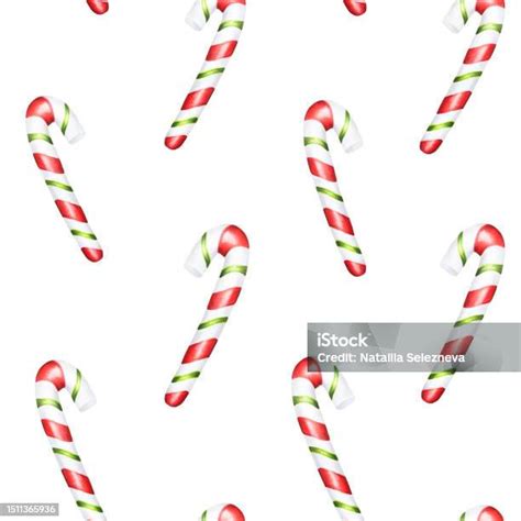 사탕수수 그림이 있는 수채화 크리스마스 원활한 패턴 새해 손으로 그림을 그리는 롤리팝은 하얀 배경에 분리되어 있다 디자이너 음식 장식 메뉴 상점 엽서 포장지 표지 포스터 및