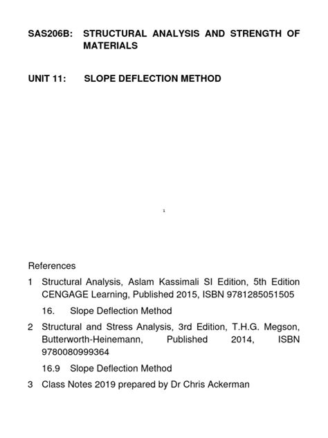 11 1 Sas206b Lu 11 Slope Deflection Method P Pdf Bending Force