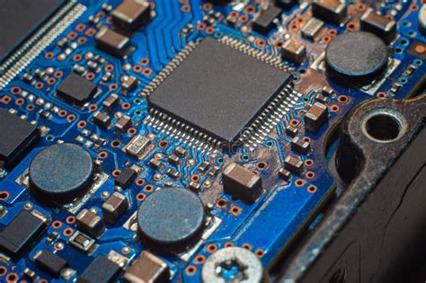 Close Up Macro Shot Of Electronic Factory Machine At Work Printed Circuit Board Being Assembled