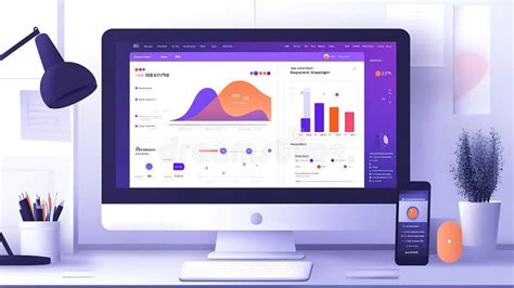 modern workplace analytics dashboard displayed on computer screen stock illustration