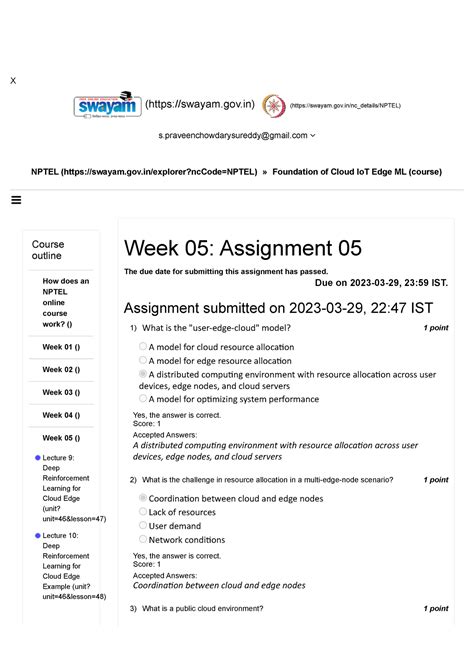 Week Nptel Foundation Of Iot Cloud Edge Assignment X NPTEL Studocu