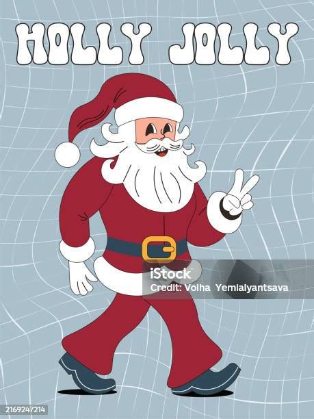 그루비 히피 크리스마스 새해 복 많이 받으세요 산타 클로스 인사말 카드 1960 1969 년에 대한 스톡 벡터 아트 및 기타 이미지 1960 1969 년 1970