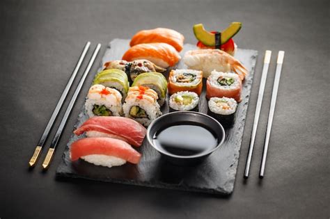 Sashimi Maki And Nigiri Sushi Premium Photo