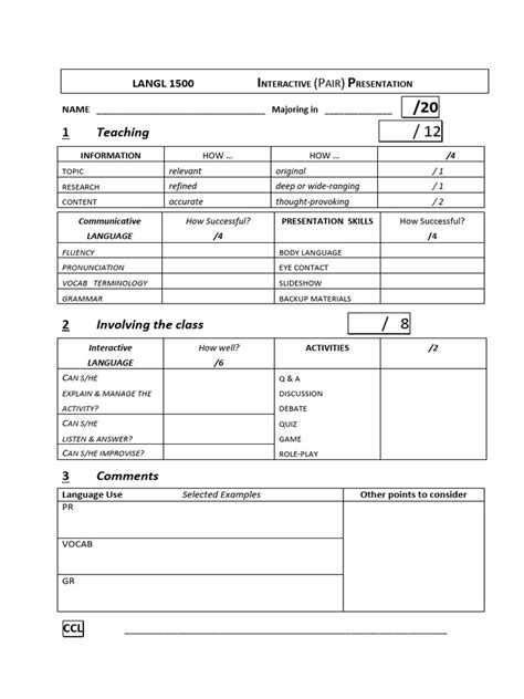 Team Presentation Assessment Pdf