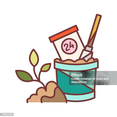 적시에 색상 선 아이콘을 재구성합니다 특정 시간에 식물을 이식 웹 페이지 모바일 앱 프로모션에 대한 픽토그램 Ui Ux Gui 디자인 요소입니다 편집 가능한 스트로크입니다