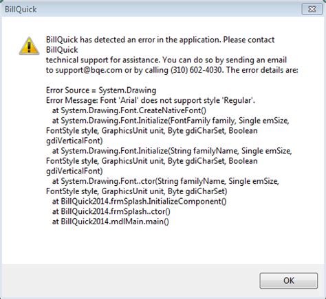 Arial Font Error In BillQuick BQE Knowledgebase