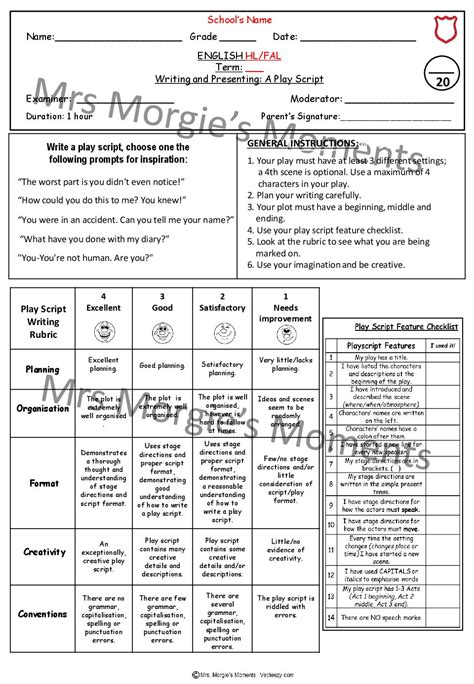 English Powerpoint And Assessments Play Script Writing Intermediate