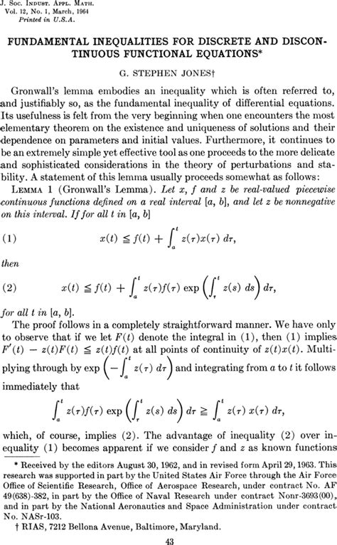 Fundamental Inequalities For Discrete And Discontinuous Functional Equations Siam Journal On