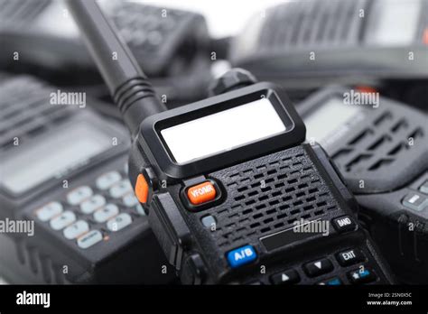 Communication Devices Stack Highlighting Handheld Radios Used For