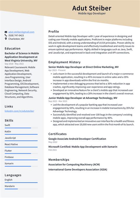 Starbucks Mobile App Developer Resume Examples Resumecat