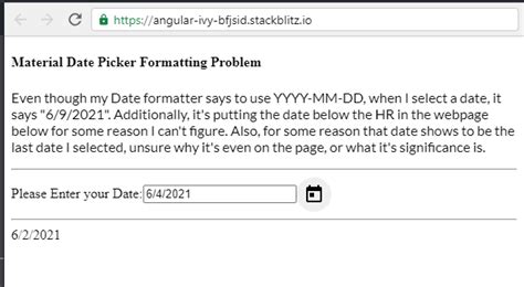 Angular Material Date Picker Isn T Using The Specified Custom Date Format Stack Overflow