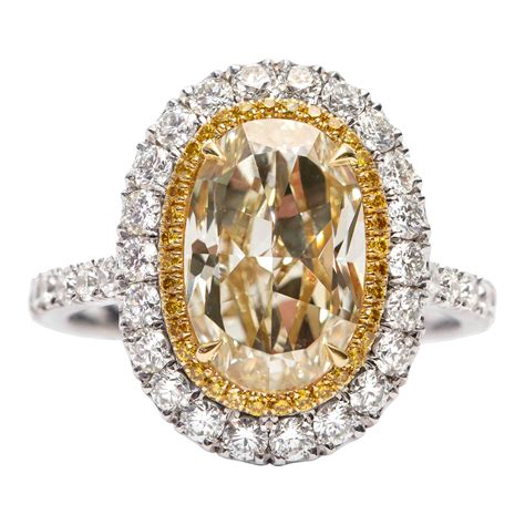 Bespoke Mount For 3 5 Carat Yellow White Diamond Oval Shape Halo
