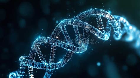 Dna Helix Digital Technology Cutting Edge Science And Biotech Concept With Binary Code Stock