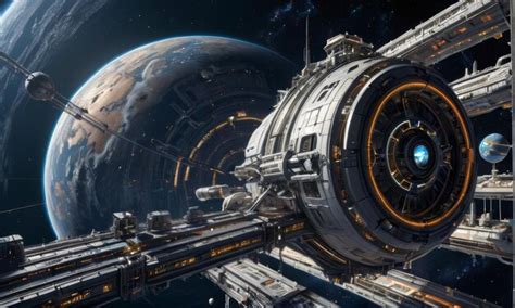 Futuristic Space Station Orbiting Earth | Premium AI-generated image