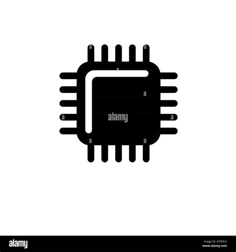 Cpu Chip Central Processing Unit Solid Flat Vector Icon Isolated On