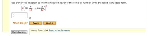 solved use demoivre s theorem to find the indicated power of